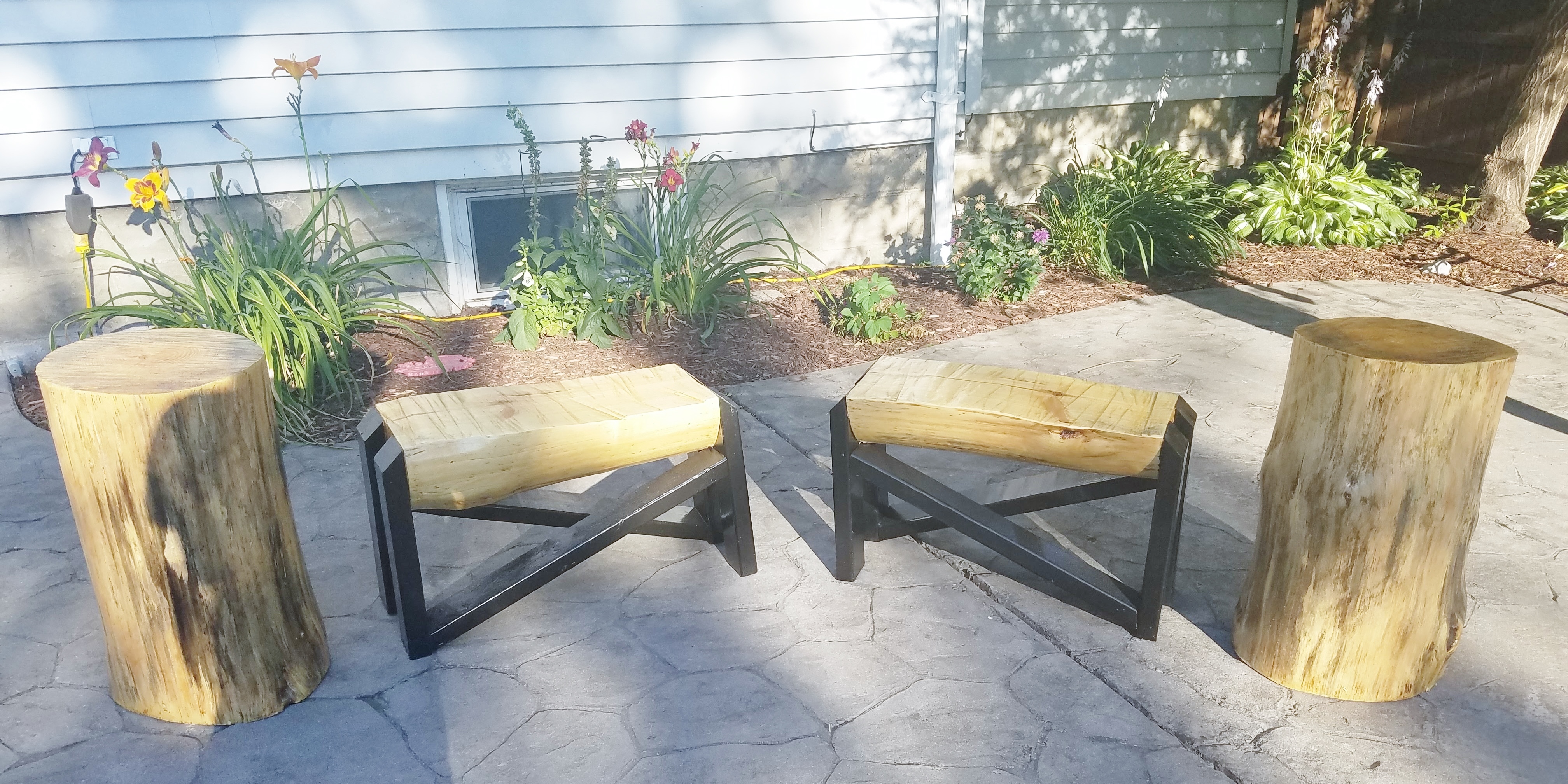 DIY Tree Trunk Benches